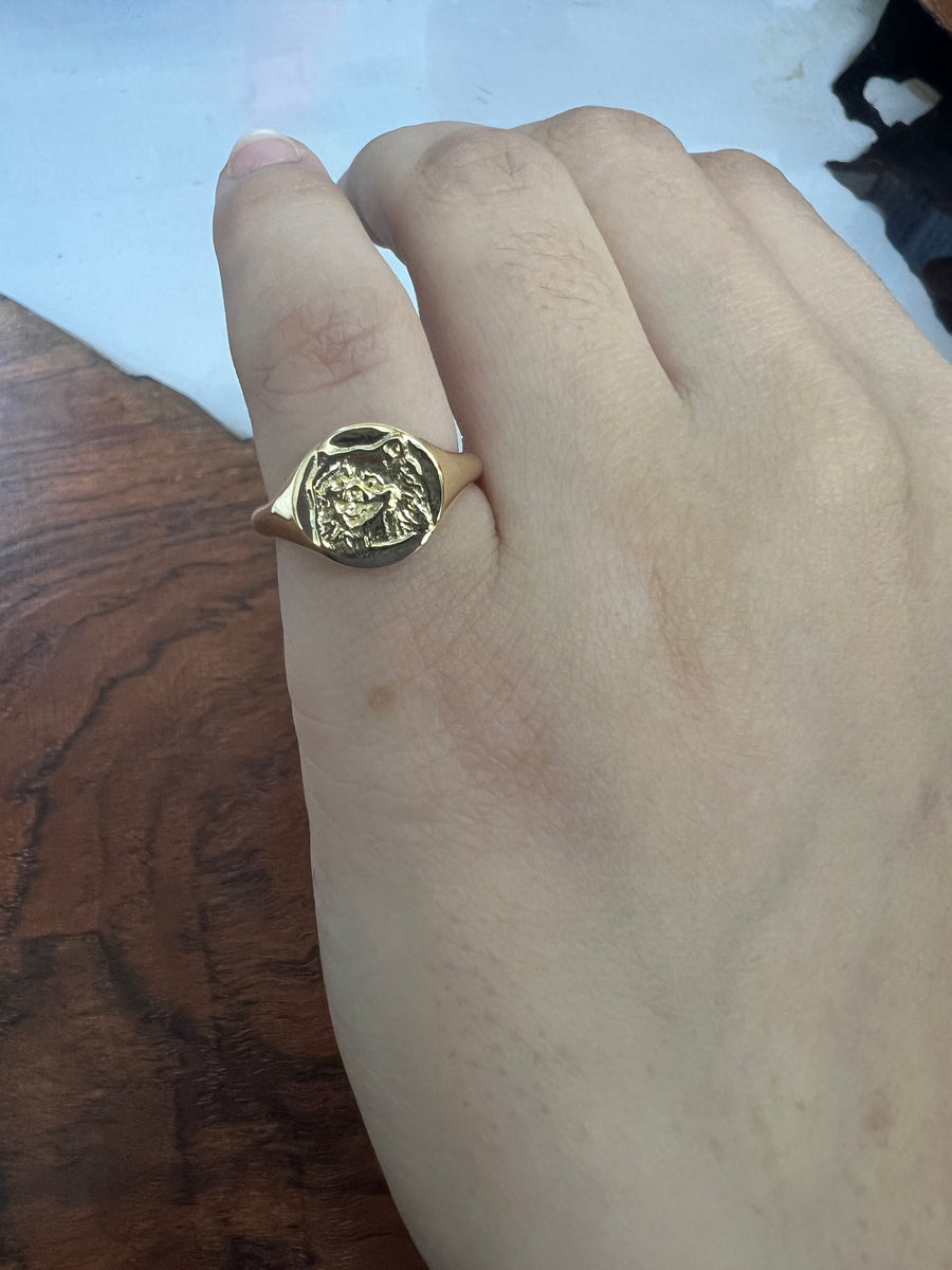 18K Yellow Gold Pomeranian Dog ring – AlexParkJewelry